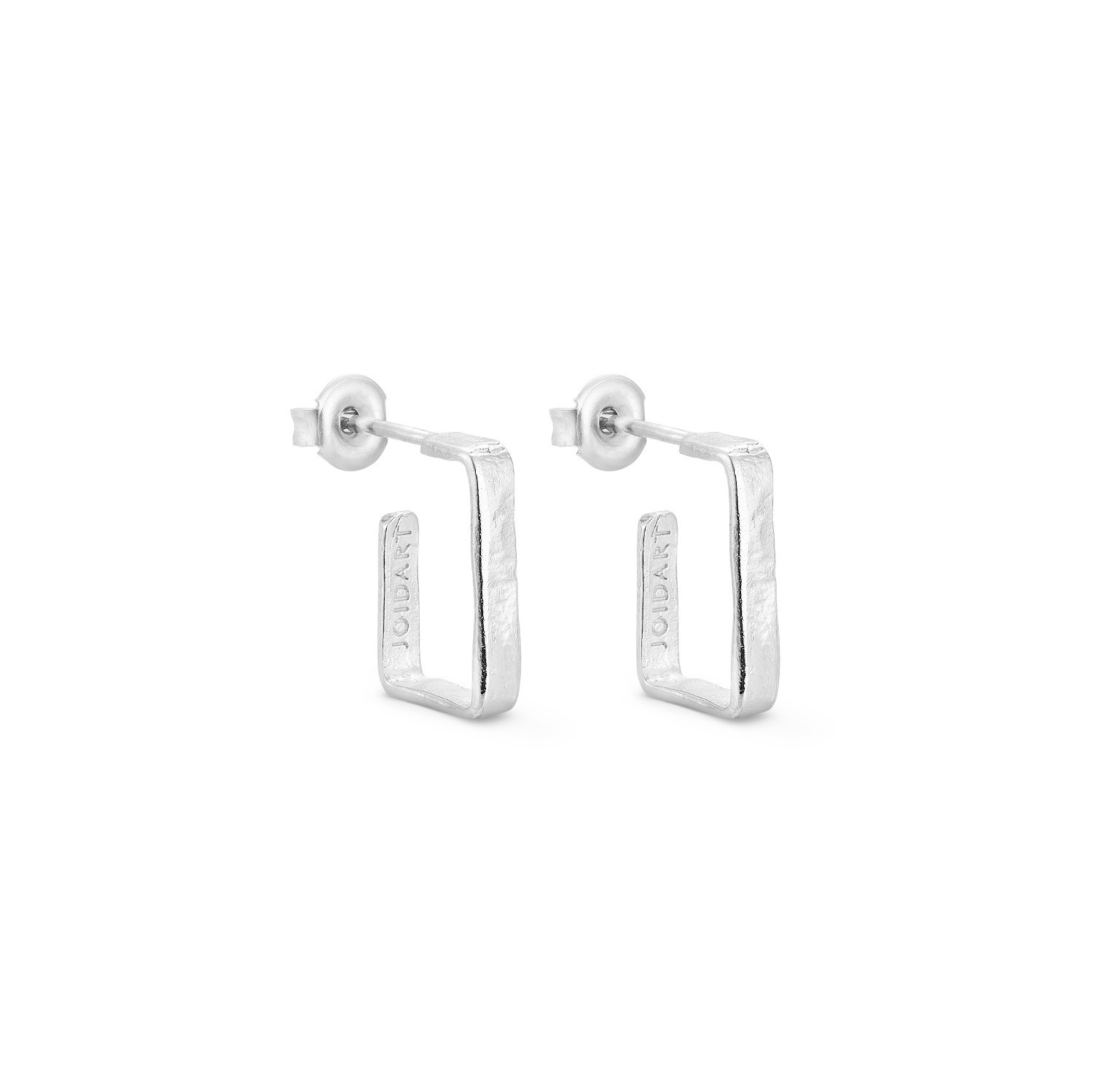 LIGNIS Small silver rectangular thin hoop earrings | Joidart