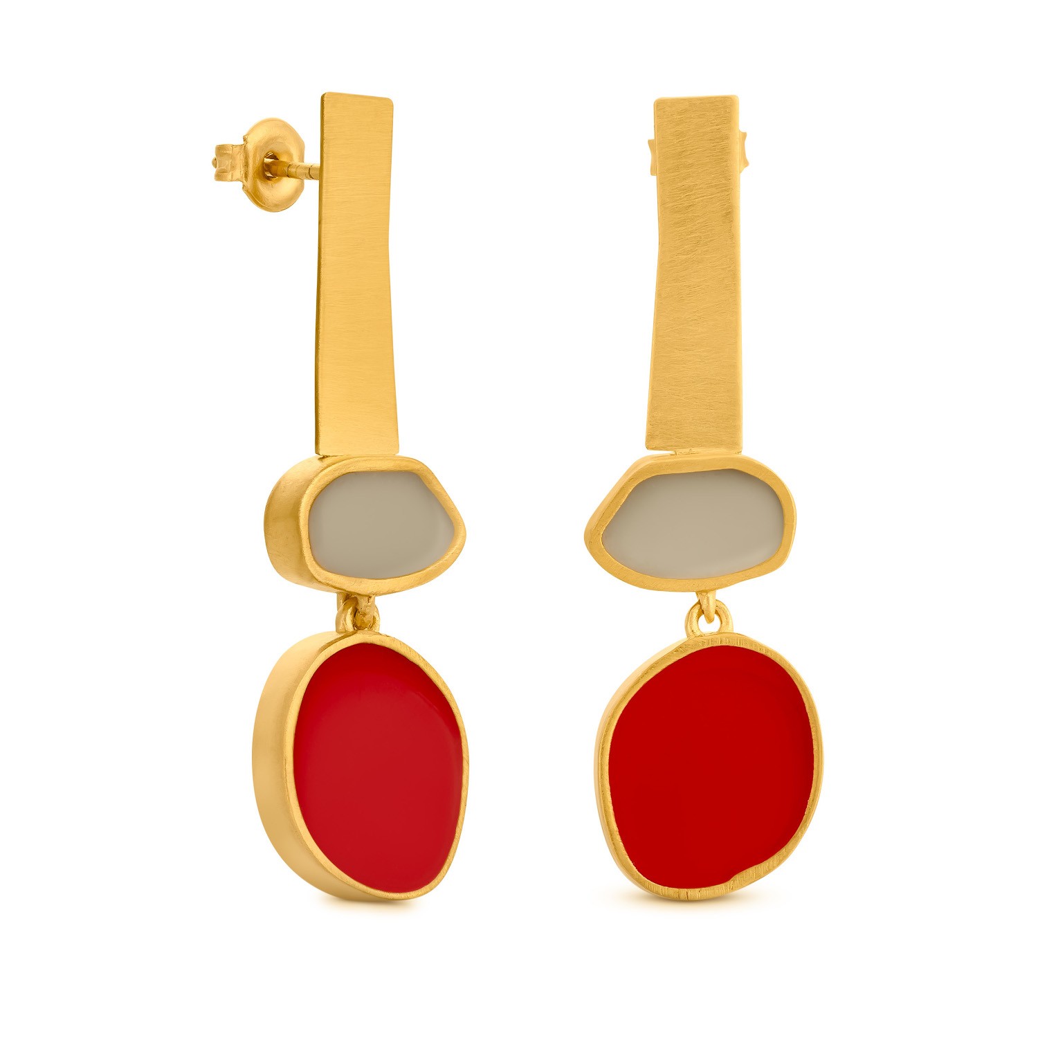Women's long earrings collection Collage three geometric shapes | Joidart