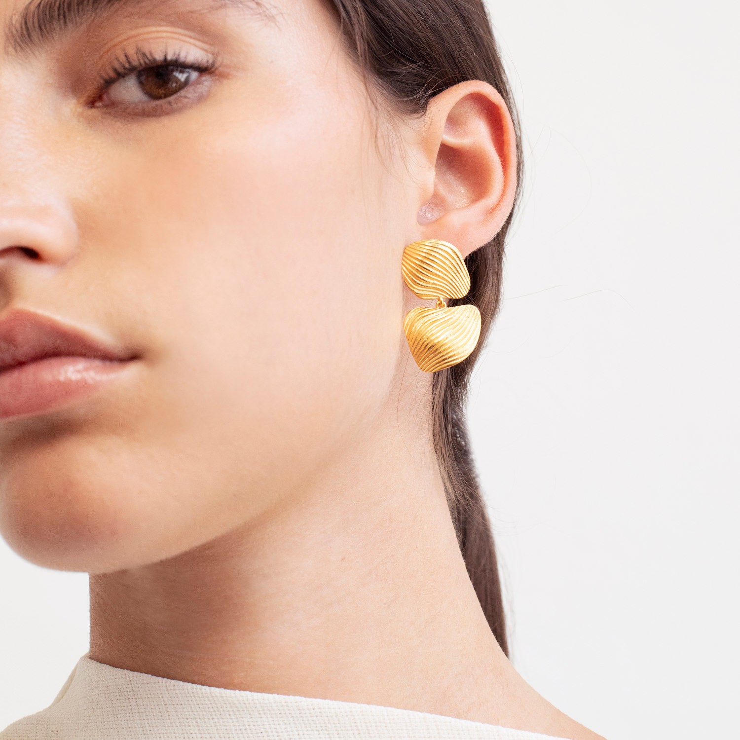 Double golden earrings ONARIA | Joidart