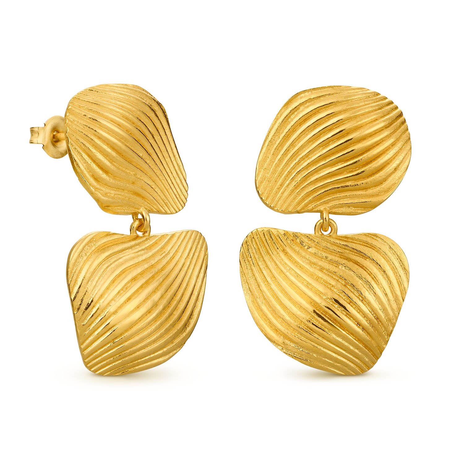 Double golden earrings ONARIA | Joidart