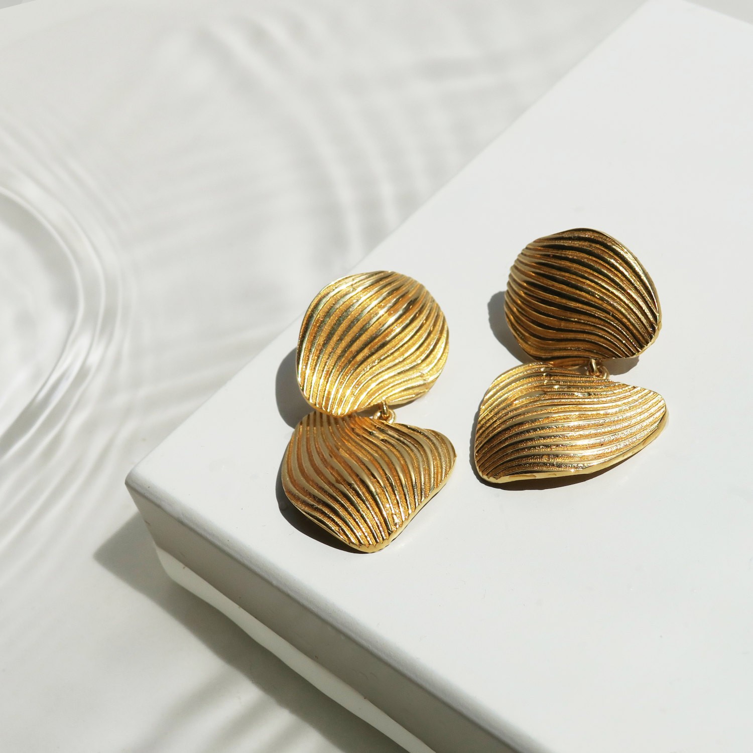 Double golden earrings ONARIA | Joidart