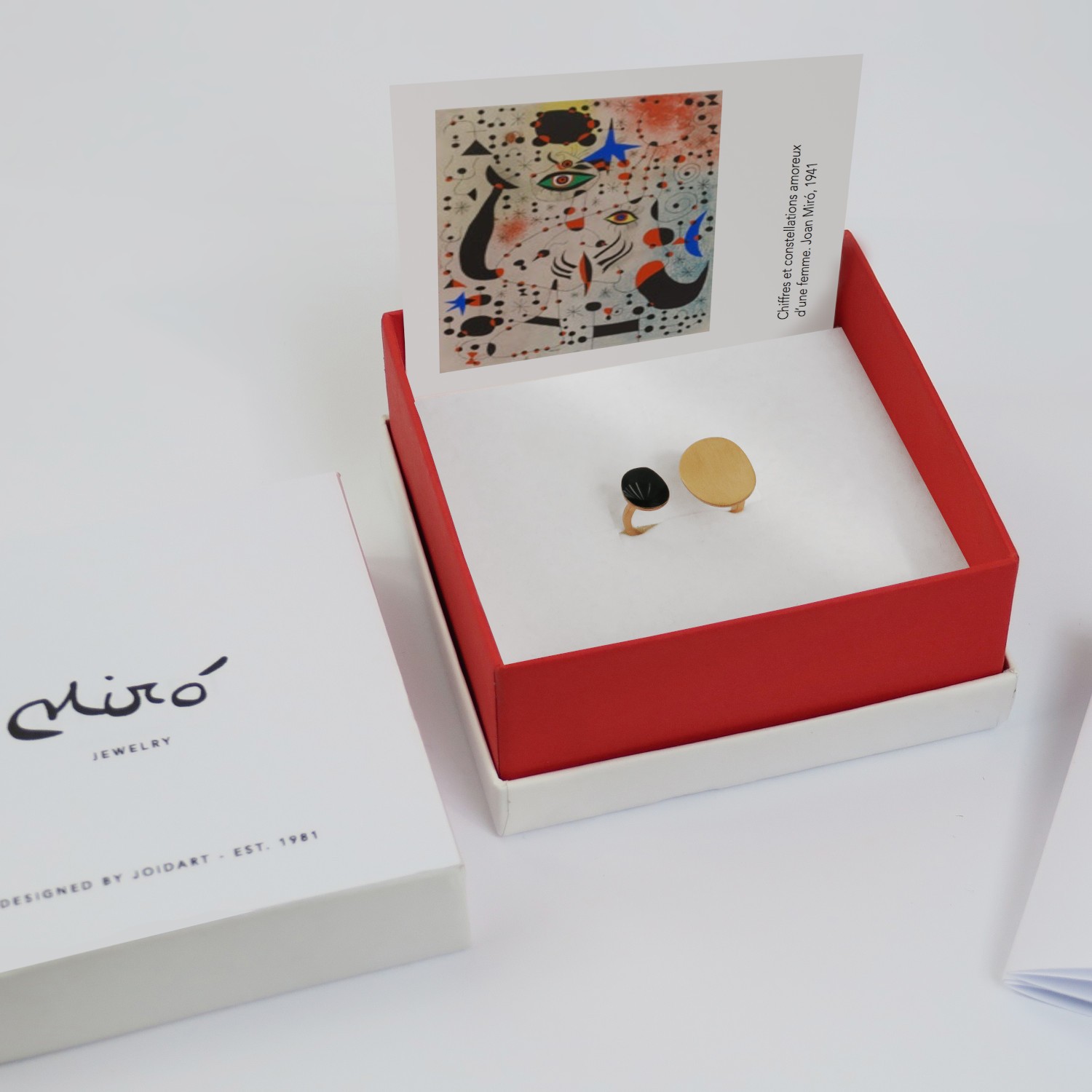 MIRÓ JEWELRY Golden ring with black cold enamel | Joidart