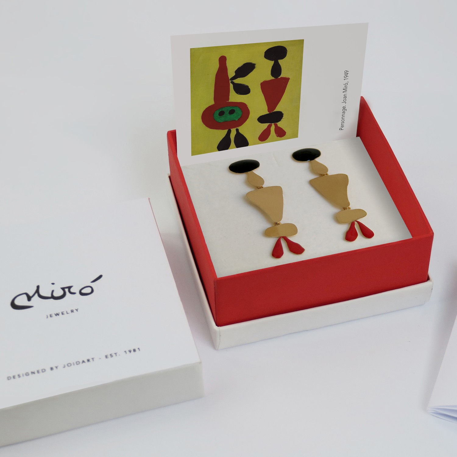 MIRÓ JEWELRY Boucles d'oreilles dorées inspirées de Personnage | Joidart